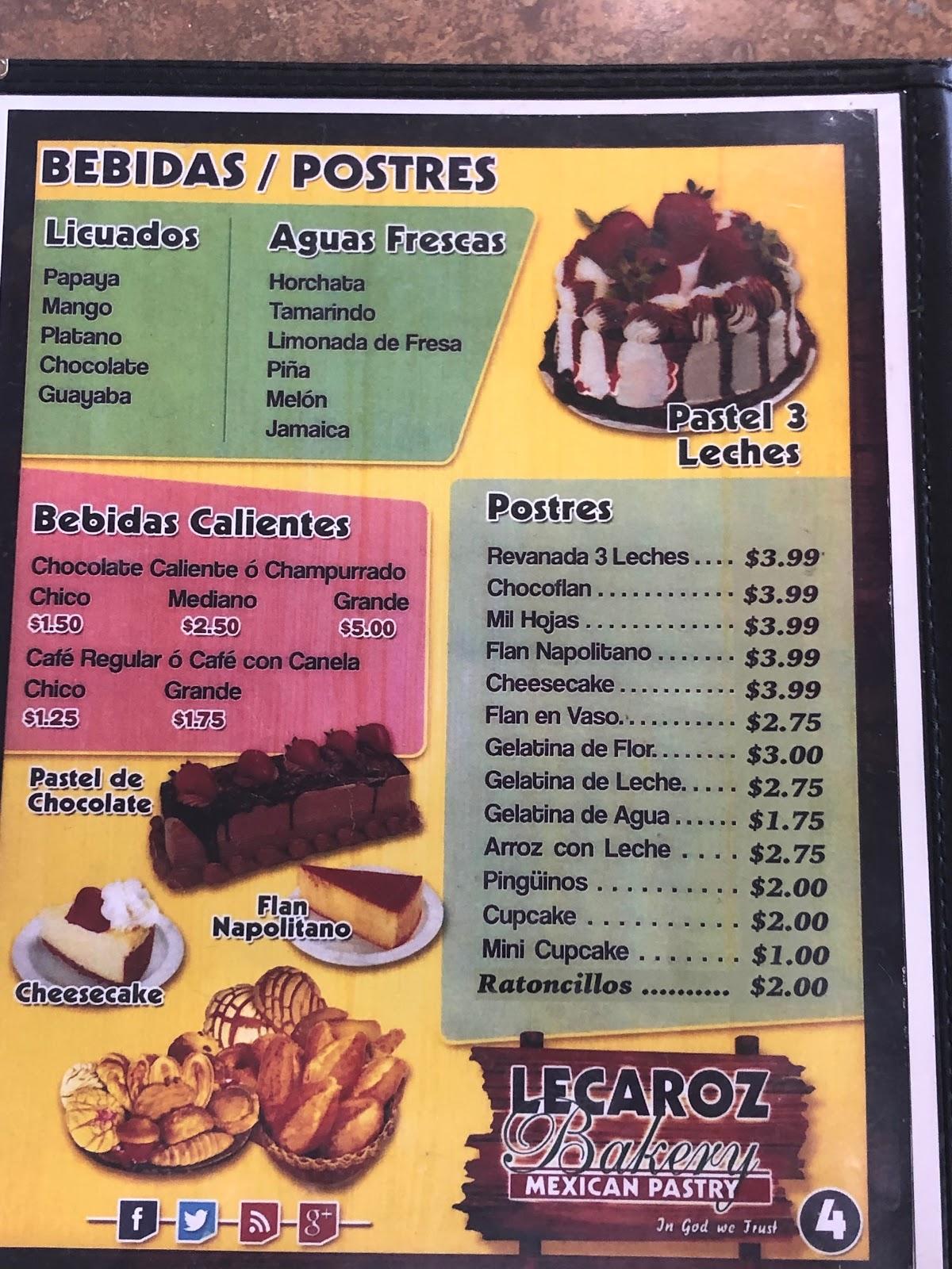 Menu at Lecaroz Bakery, Houston, Bellaire Blvd Ste 120
