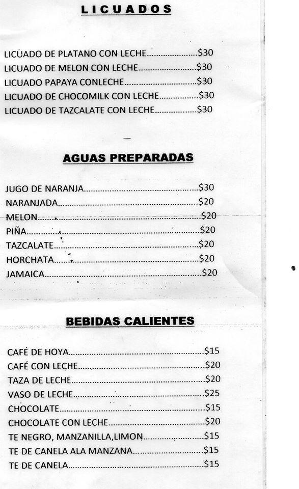 Carta de Restaurante Verónica, Chiapa de Corzo