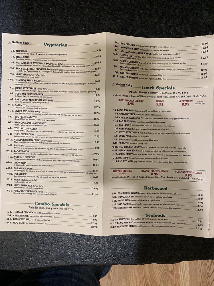 Menu at Thai BBQ, Grants Pass