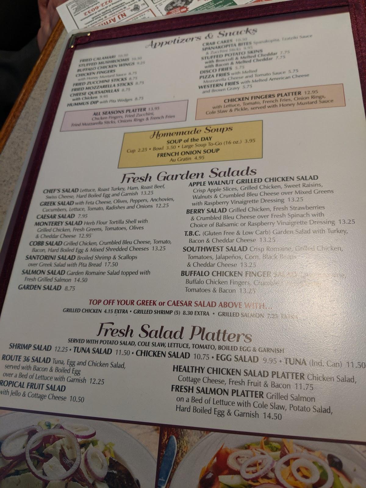 Menu at All Seasons Diner restaurant, Eatontown