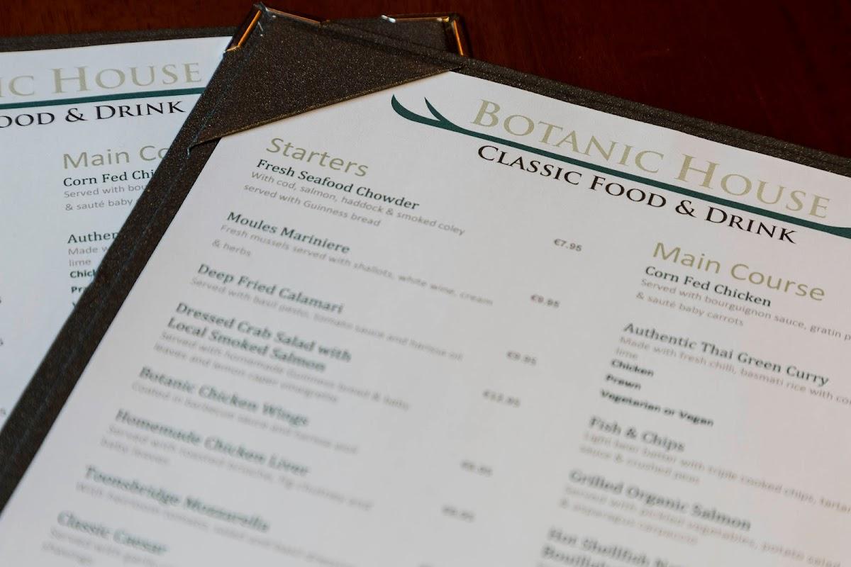 Menu at Botanic House Restaurant, Dublin
