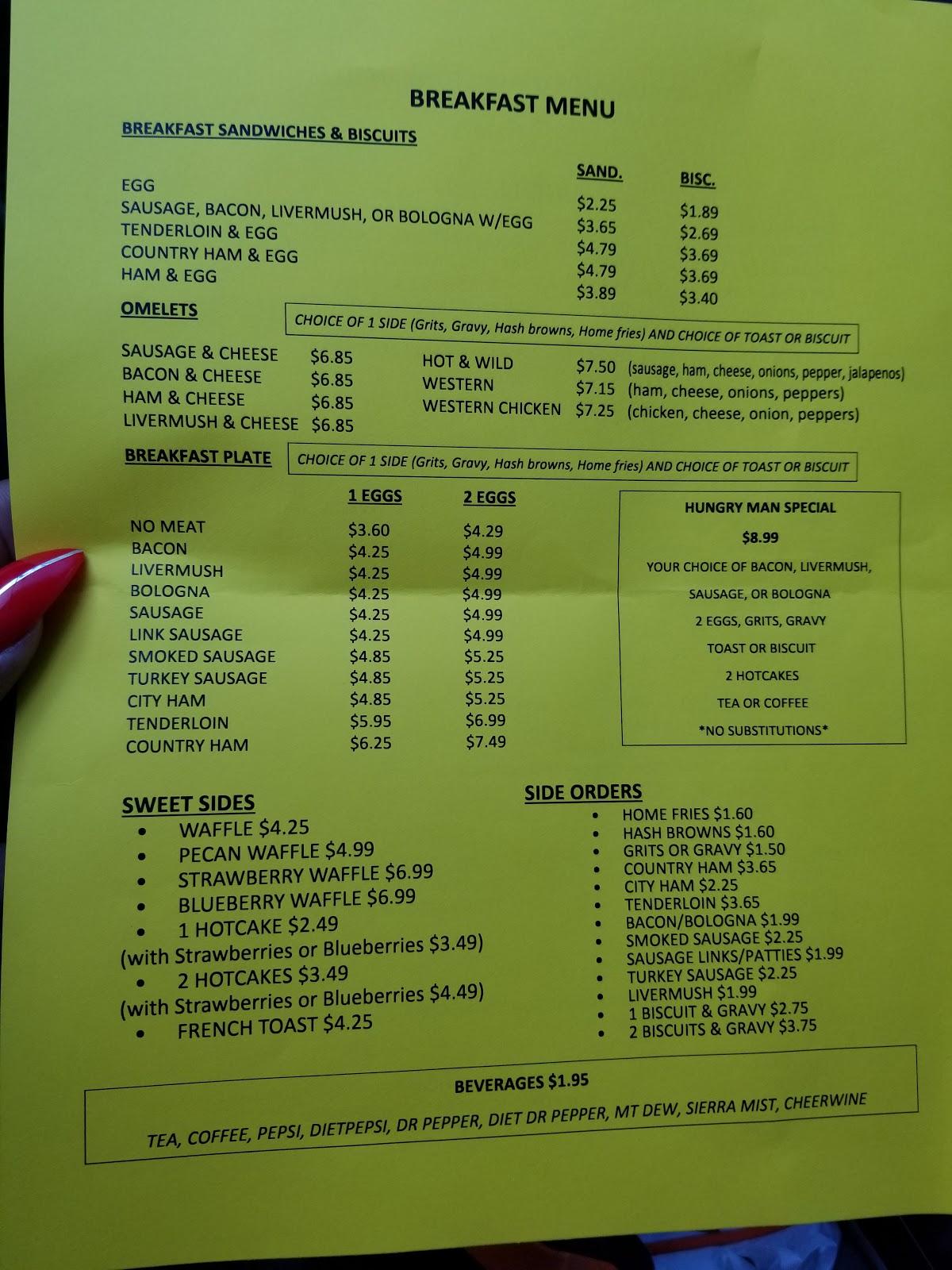 Menu at Firestone Grill restaurant, Gastonia