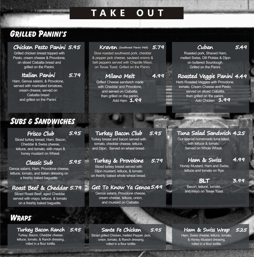 Menu at Frisco Crossing restaurant, Springfield