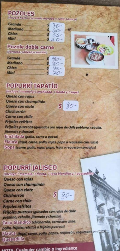 Carta del restaurante Merendero El Tapatio, Guadalajara, Calle ...