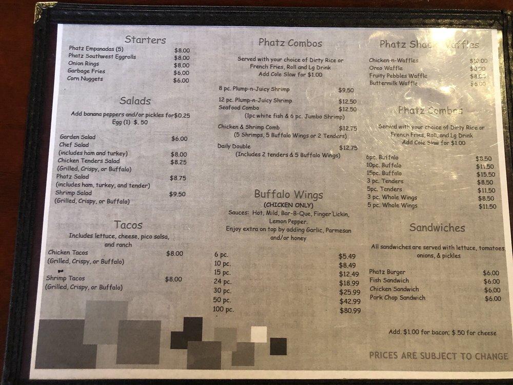 Menu at Phatz (Fort Pierce) restaurant, Fort Pierce, 412 N US Hwy 1