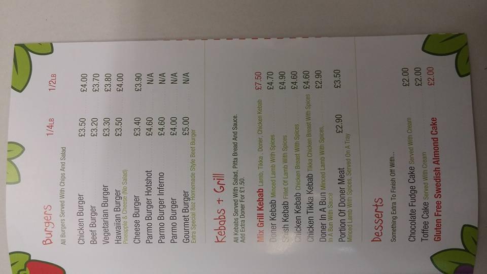 Menu at Pizzaganic pizzeria, Middlesbrough