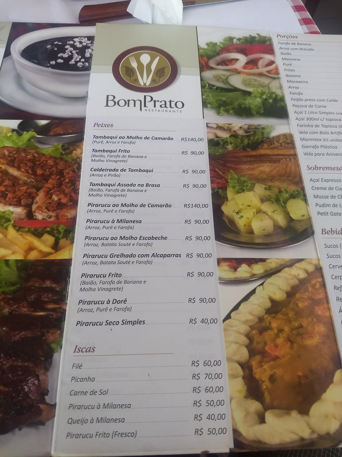 Carta de Restaurante Bom Prato, Manaos, Av. Max Teixeira, 2555