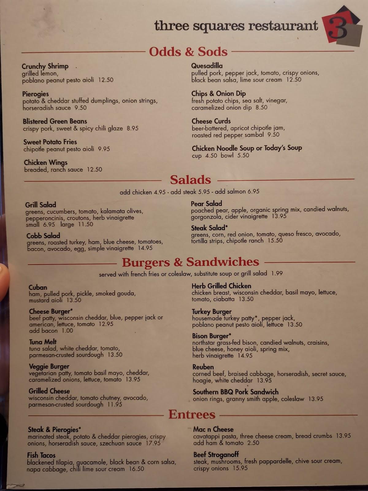 Menu at 3 Squares Restaurant, Maple Grove