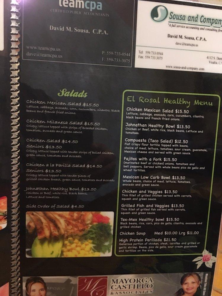 Menu at El Rosal Bar & Grill, Visalia, W Noble Ave