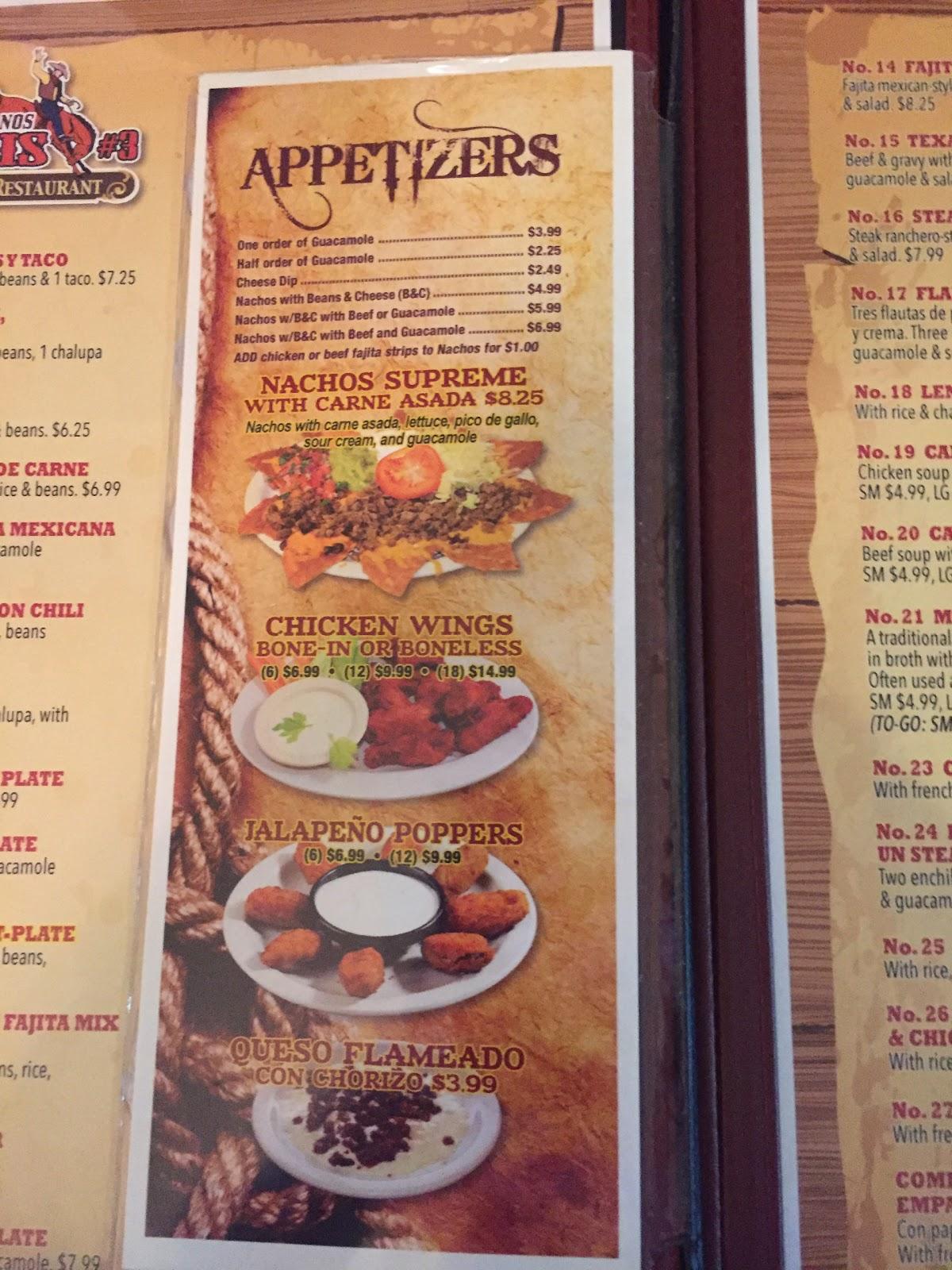 Menu at Hermanos Solis restaurant, Corpus Christi, 5409 Leopard St