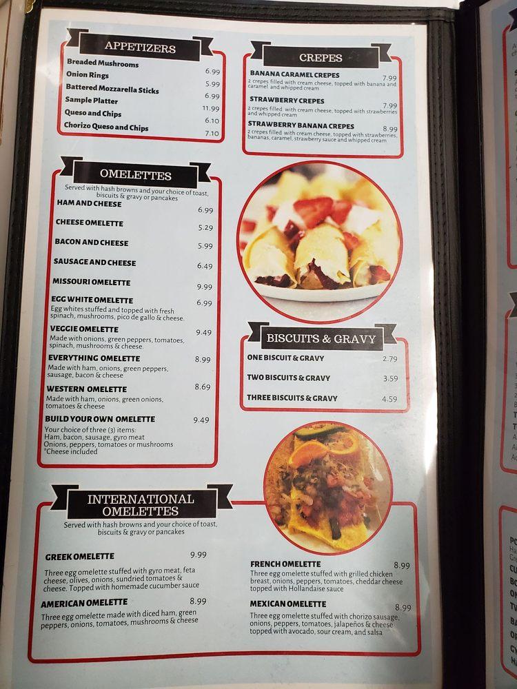 Menu at New Webb City cafe, Webb City