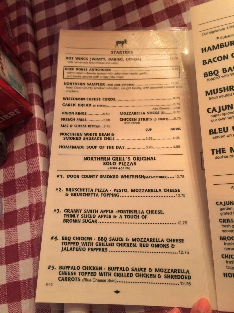 Menu at Northern Grill & Pub, Sister Bay
