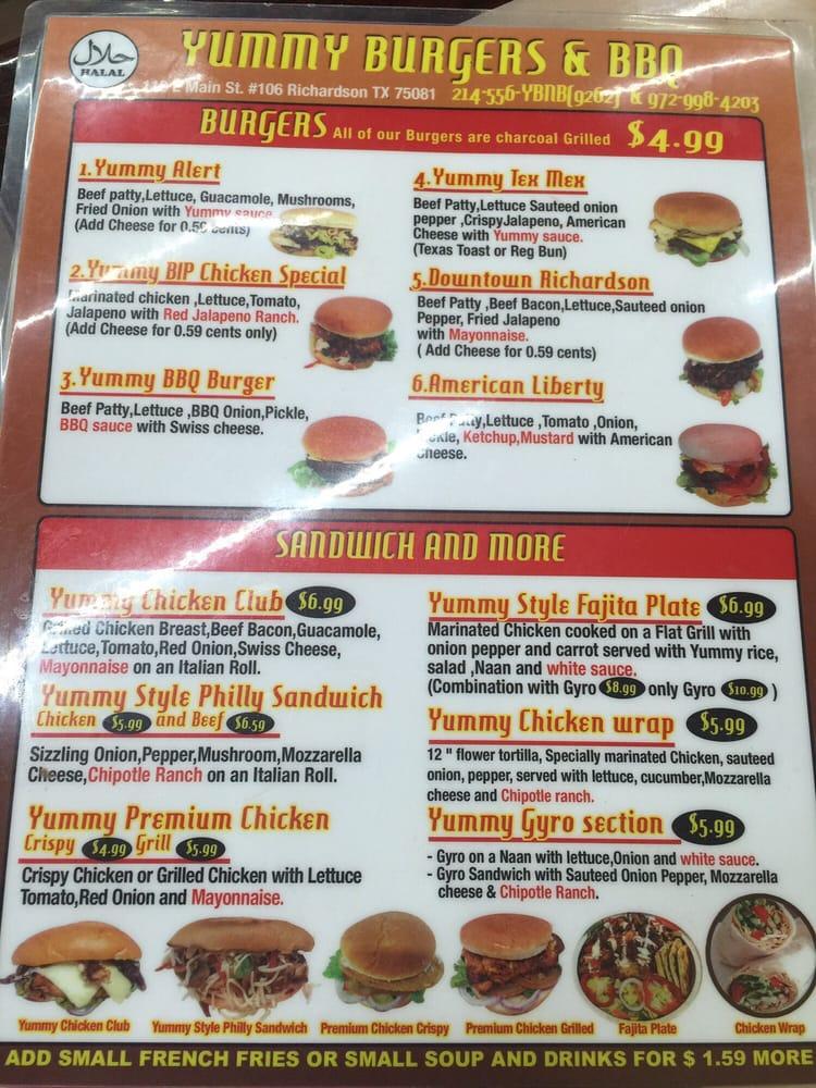 Menu at Yummy Burgers & BBQ, Richardson