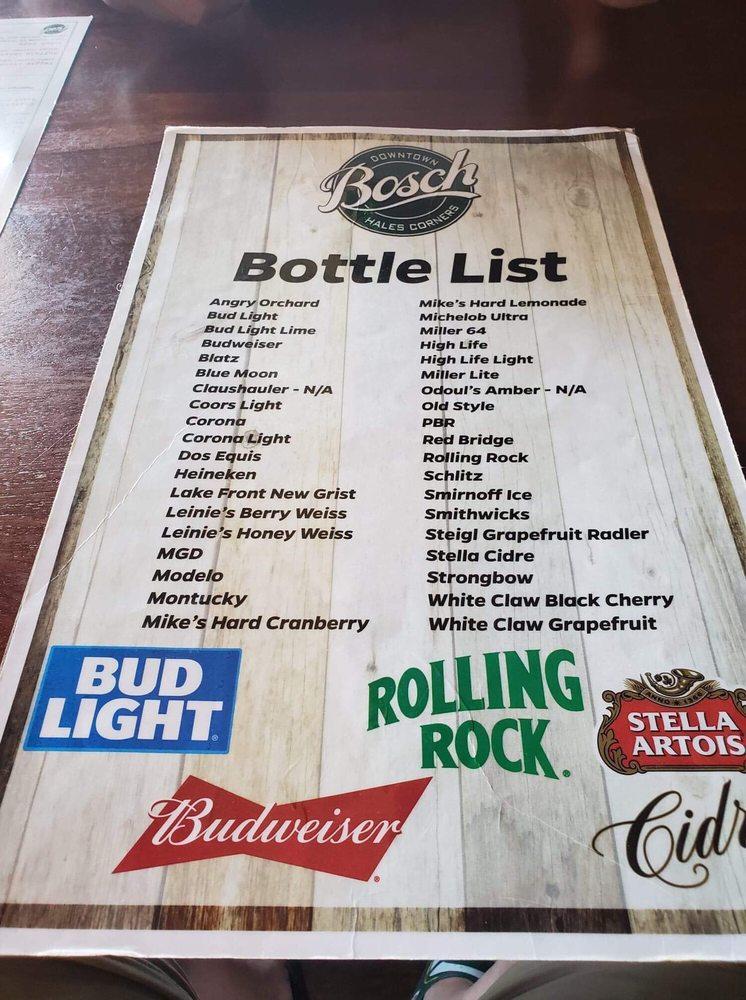 Menu at Bosch Food Tavern pub & bar, Hales Corners