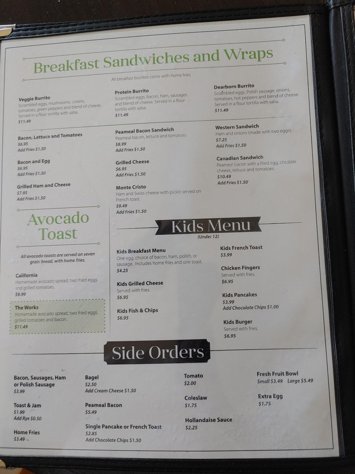 Menu at Dearborn Restaurant, Waterloo