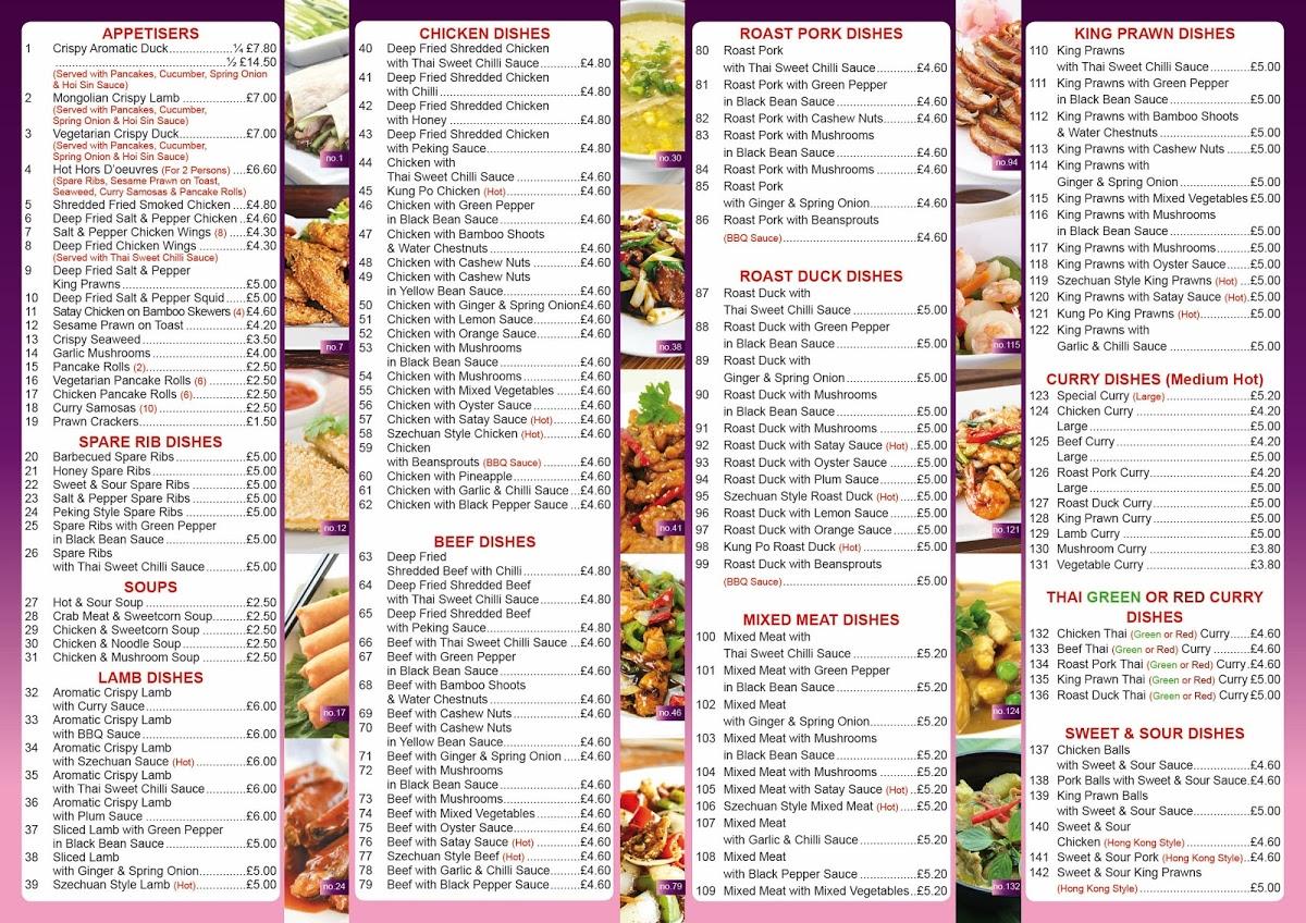 Menu at Hon's Kitchen restaurant, Poole