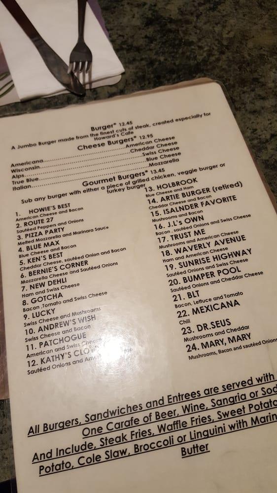 Menu at Howard's Cafe, Patchogue