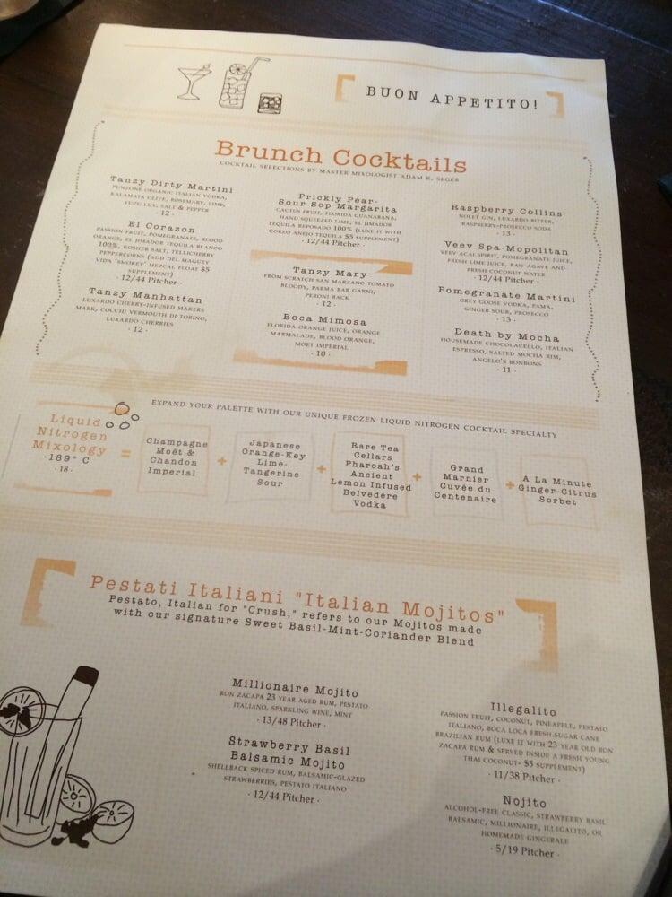 Menu at Tanzy restaurant, Boca Raton
