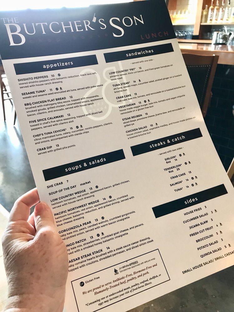 Menu at The Butcher's Son steakhouse, Virginia Beach, Laskin Rd #134