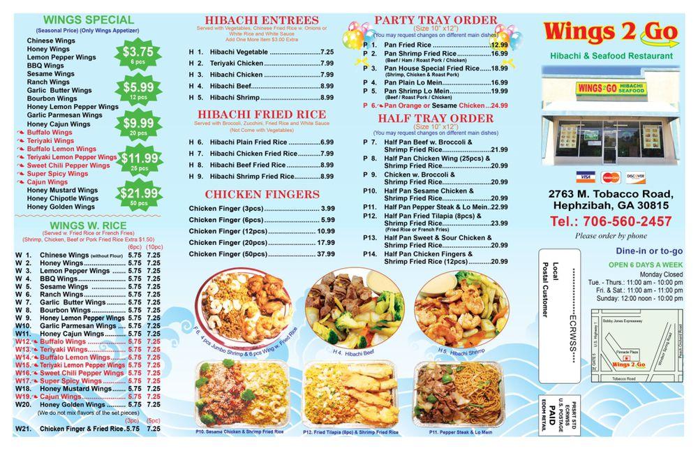 Menu at Wings 2 Go restaurant, Hephzibah