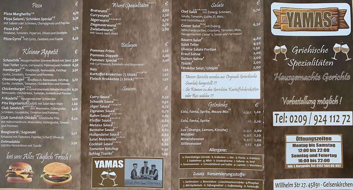 Speisekarte von Yamas restaurant, Gelsenkirchen