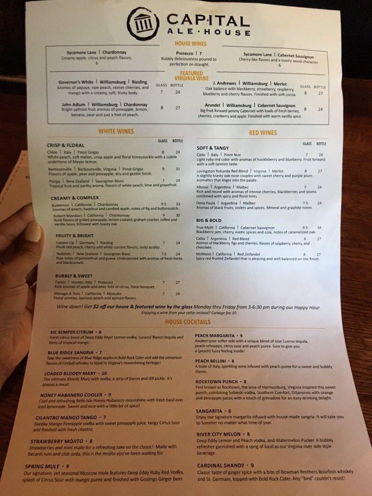 Menu at Capital Ale House pub & bar, Midlothian, Village Place Dr