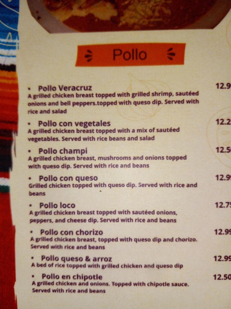Menu at El Barril Mexican Restaurant, Edgington