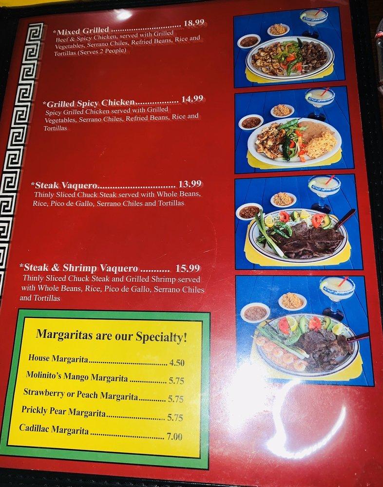 Menu at El Molinito restaurant, Tucson, 3675 W Ina Rd