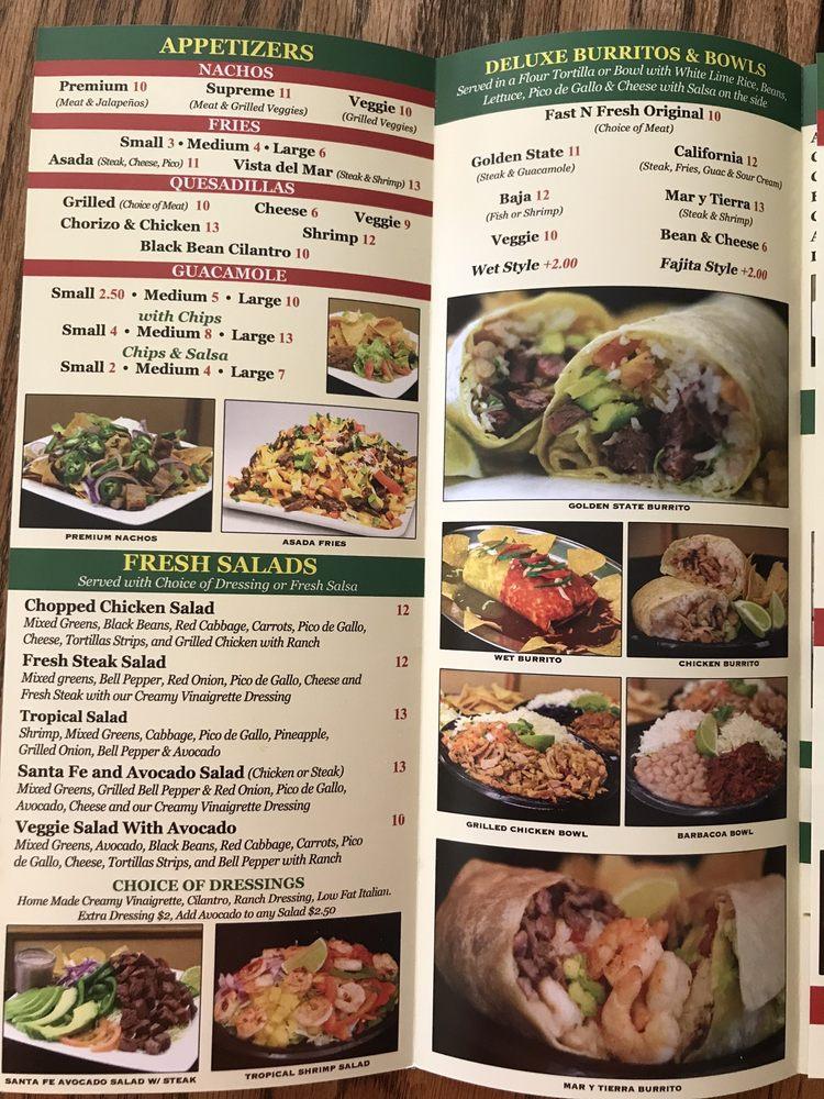 Menu at Fast n Fresh Mexican Grill restaurant, Simi Valley