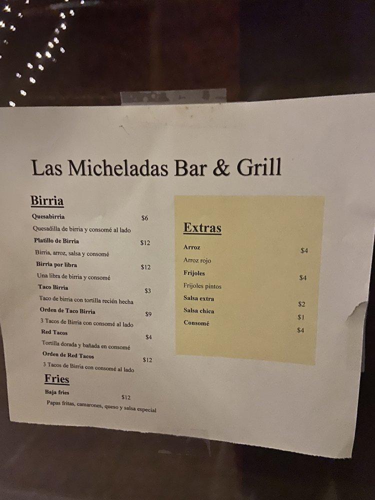 Menu at Las Micheladas Bar & Grill, Hollister