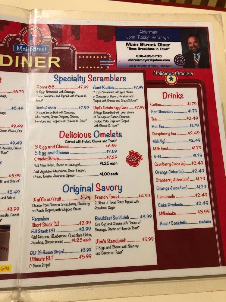 Menu at Main Street Diner cafe, St. Peters, 315 Main St
