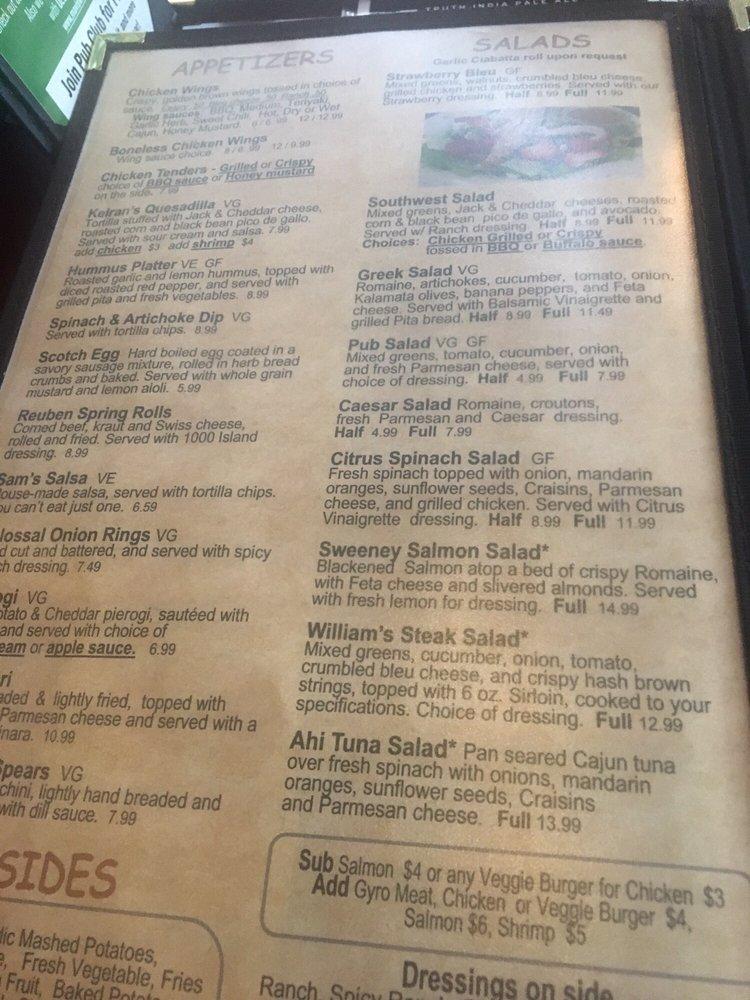 Menu at Mavis Winkle’s Irish Pub, Twinsburg