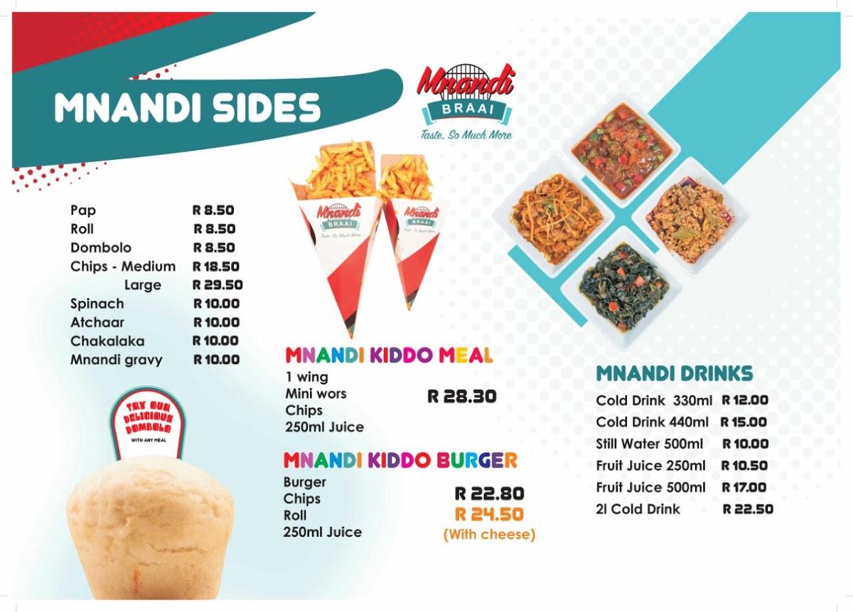 Speisekarte von Mnandi Braai restaurant, Soweto