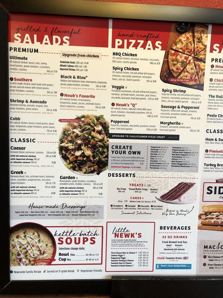 Menu at Newk's Eatery pizzeria, Shreveport
