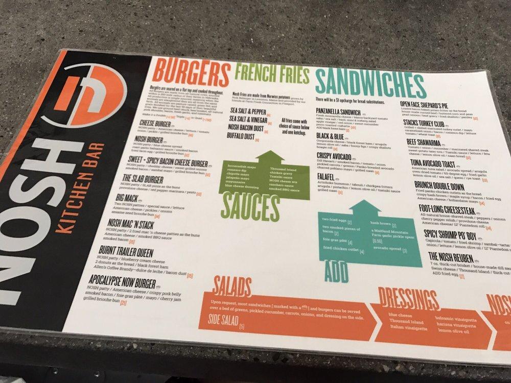 Menu at Nosh Kitchen Bar, Portland