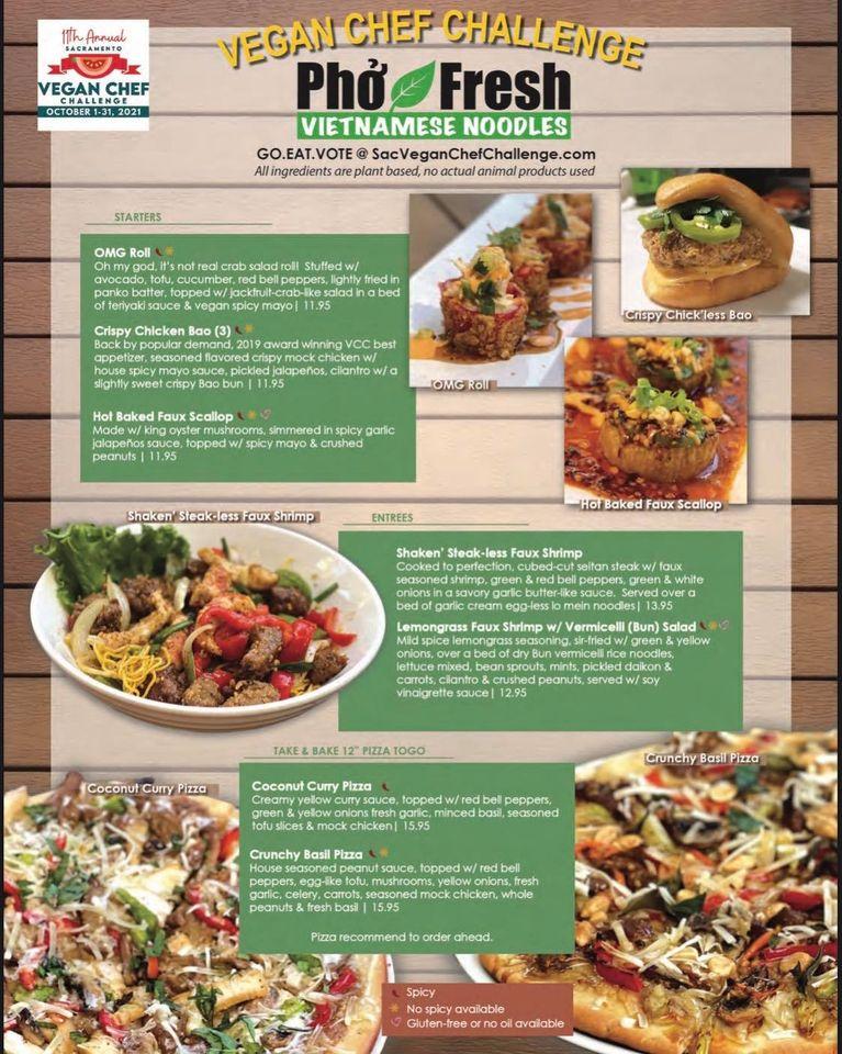 Menu at Pho Fresh restaurant, Rancho Cordova