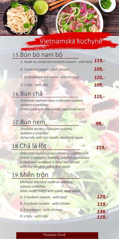 Menu at Vietnam Food restaurant, Prague, Janovského 1298/4