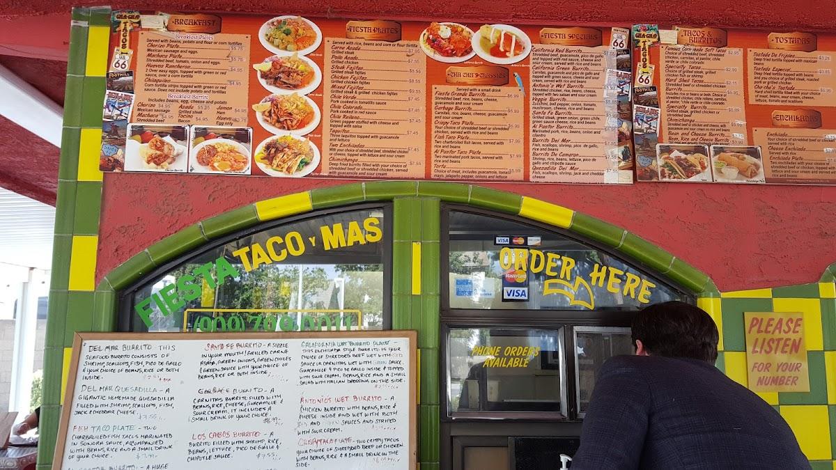 Menu at Cha-Cha's Tacos restaurant, Redlands