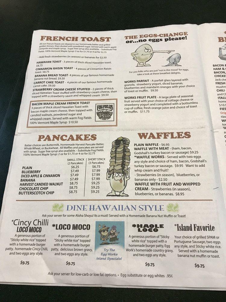 Menu at Egg Works restaurant, Las Vegas, Sunset Rd