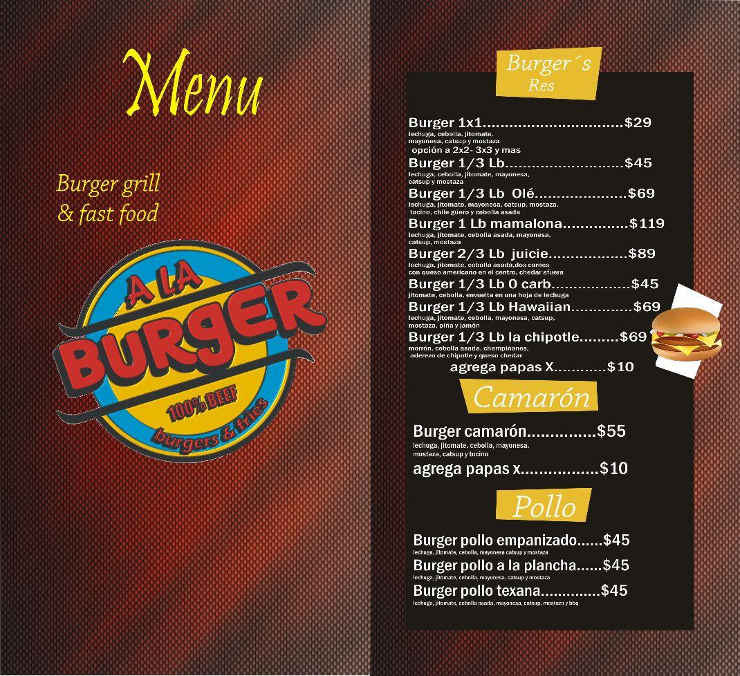 Menu at Juicy burger tepa restaurant, Tepatitlán de Morelos