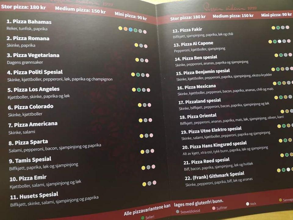 Menu at Tami's Pizzaland pizzeria, Sarpsborg