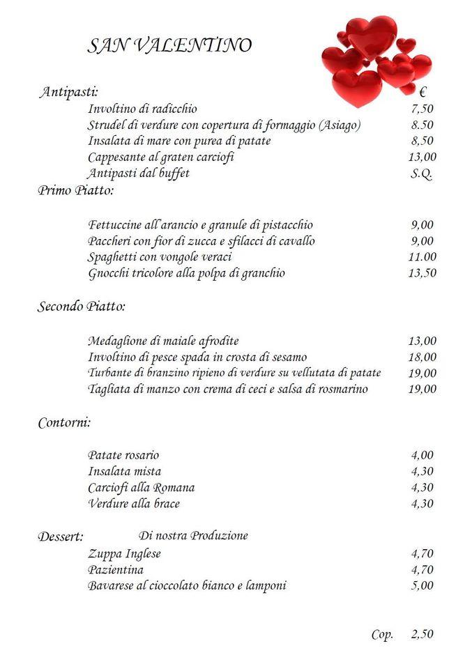 Menu da Ristorante Zairo, Padova