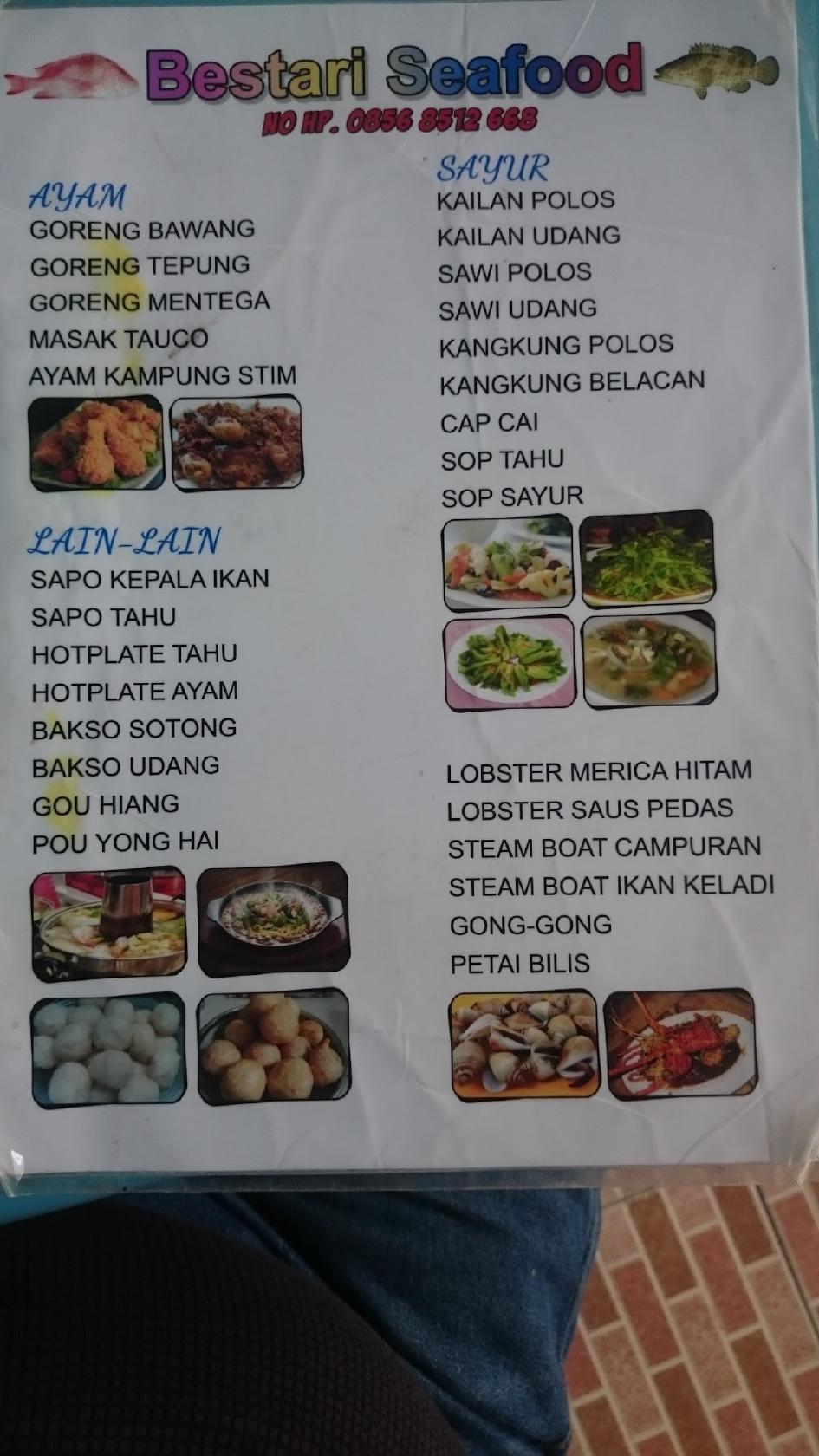 Menu at Bestari Seafood Restaurant, Tanjung Pinang