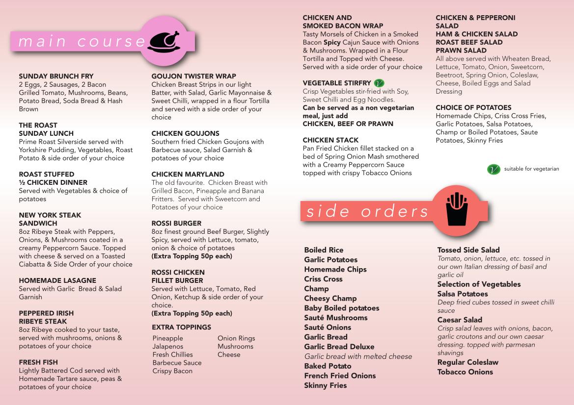 Menu at Café Rossi cafe, Ballynahinch