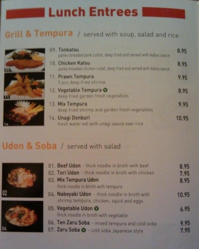 Menu at Ozora Sushi Restaurant, Concord