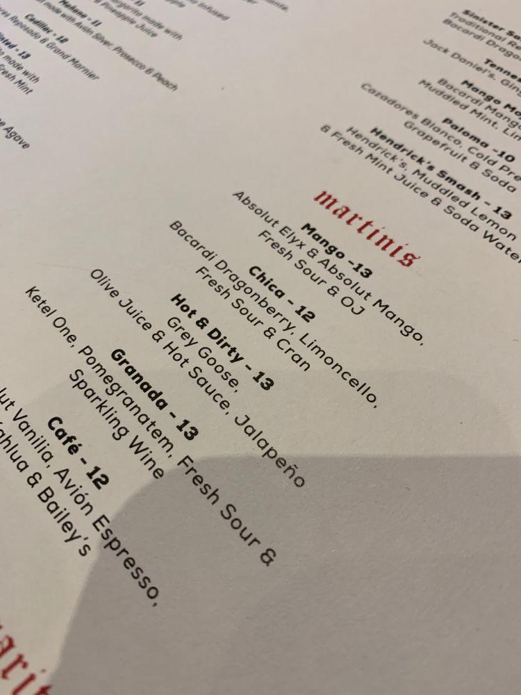 Menu at Scorpion Bar Patriot Place, Foxborough
