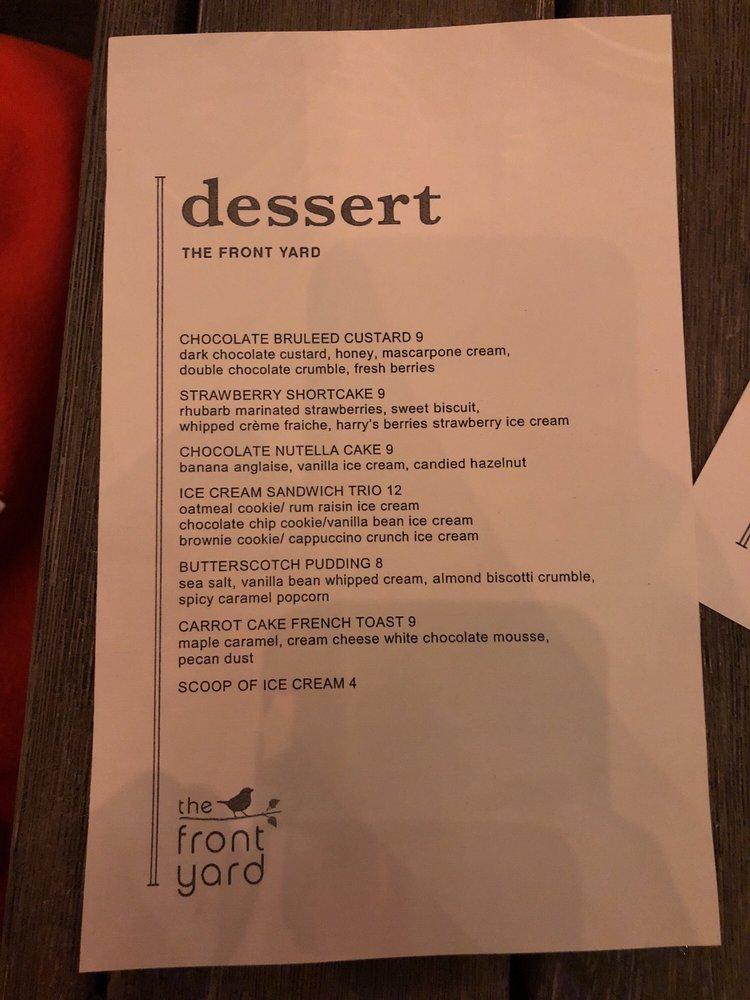 Menu at The Front Yard restaurant, Universal City