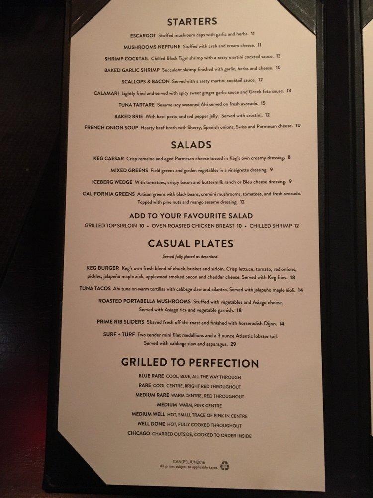 Menu at The Keg Steakhouse + Bar - Fort Street, Victoria, 500 Fort St