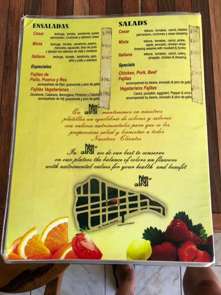 Menu at Al Natural pub & bar, Isla Mujeres
