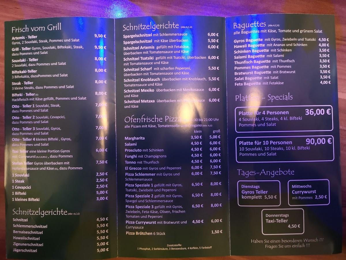 Speisekarte von Artemis Grill restaurant, Iserlohn